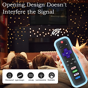 Silicone Protective Controller Sleeve for Roku | TCL Hisense Roku Remote Case Universal for Onn Roku TV Remote Cover with Tracker,Glow in The Dark