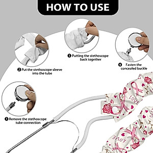 Luarisgur 2Pcs Stethoscope Cover Sleeve Nurse Stethoscope Accessories Pink Love Stethoscope Covers for Nurses Doctors Stretchy Stethoscope Cover Scrunchie Protective Cover