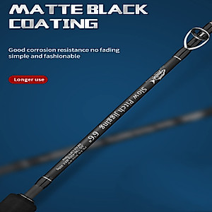 GooFish® Solid Nano Tech Blank Series-Matte Black Fuji Setting Size 6'6 PE2-4 Jig 120-350g Saltwater Slow Pitch Jigging Rod-Casting&Left Spiral Wrap