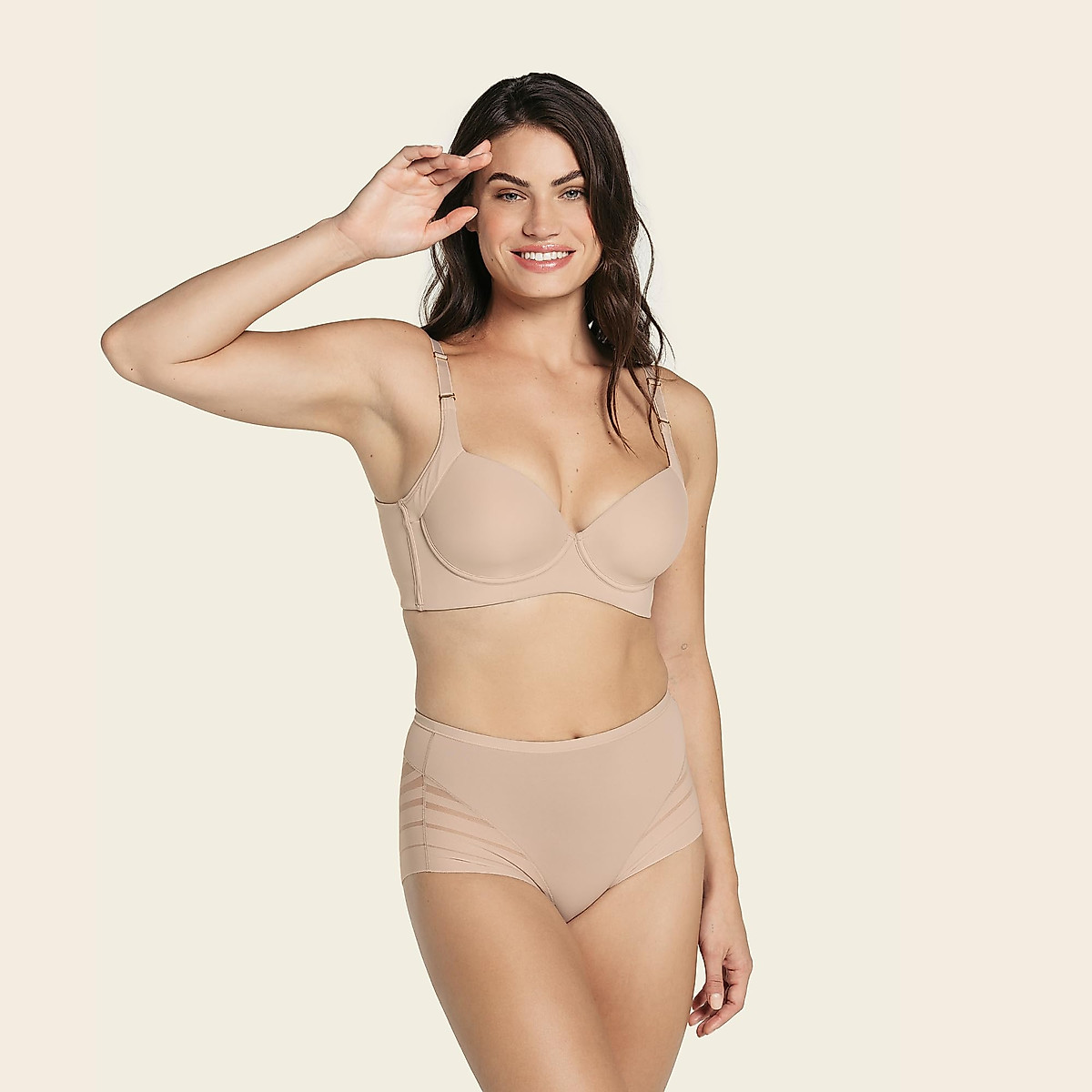Leonisa Women's No Show Invisible Comfy Tummy Control Classic Panty,Nude,Small