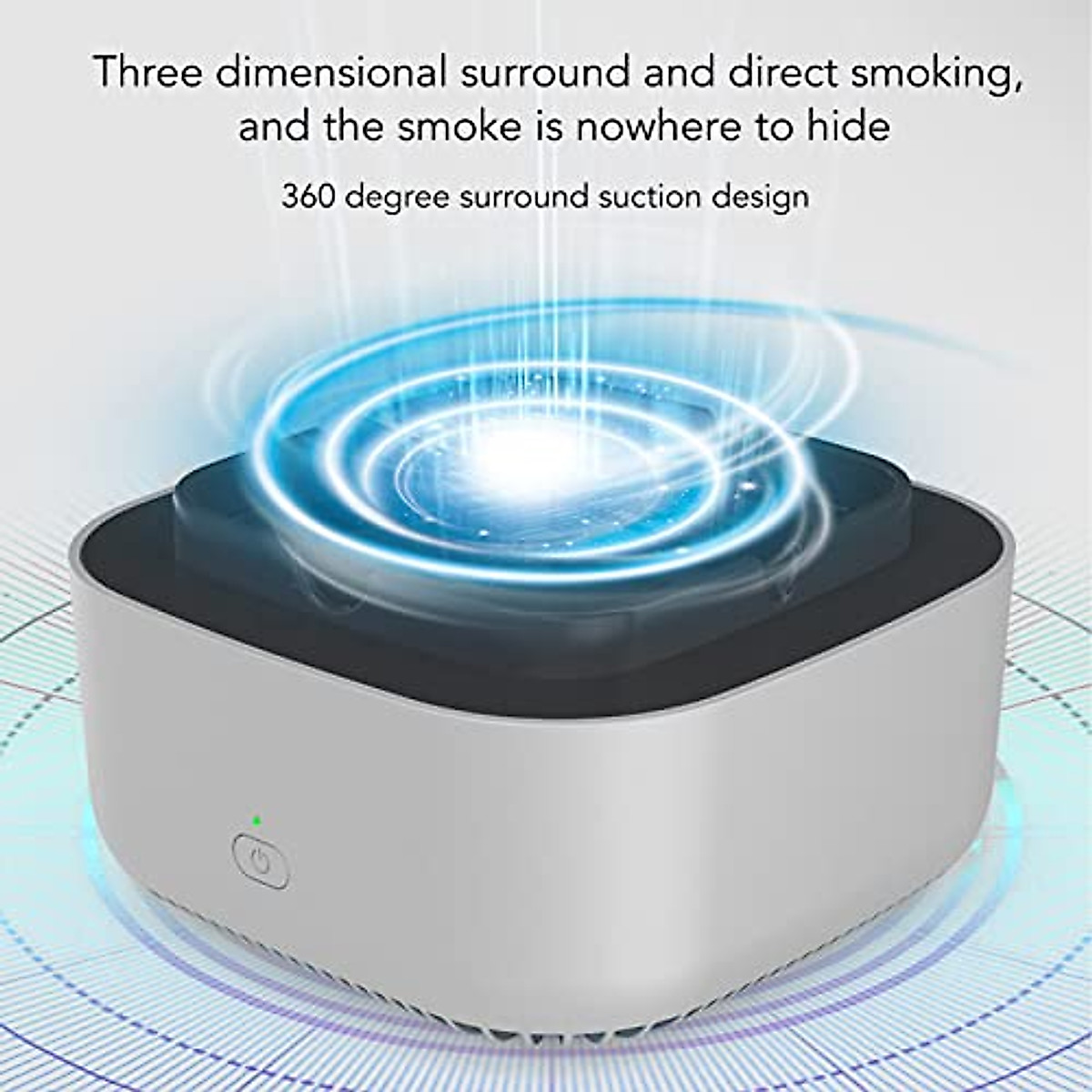 Negative Ion Air Fresher, Smokeless Ashtray One Button Operation Air Suction Structure Portable for Family (Grey)