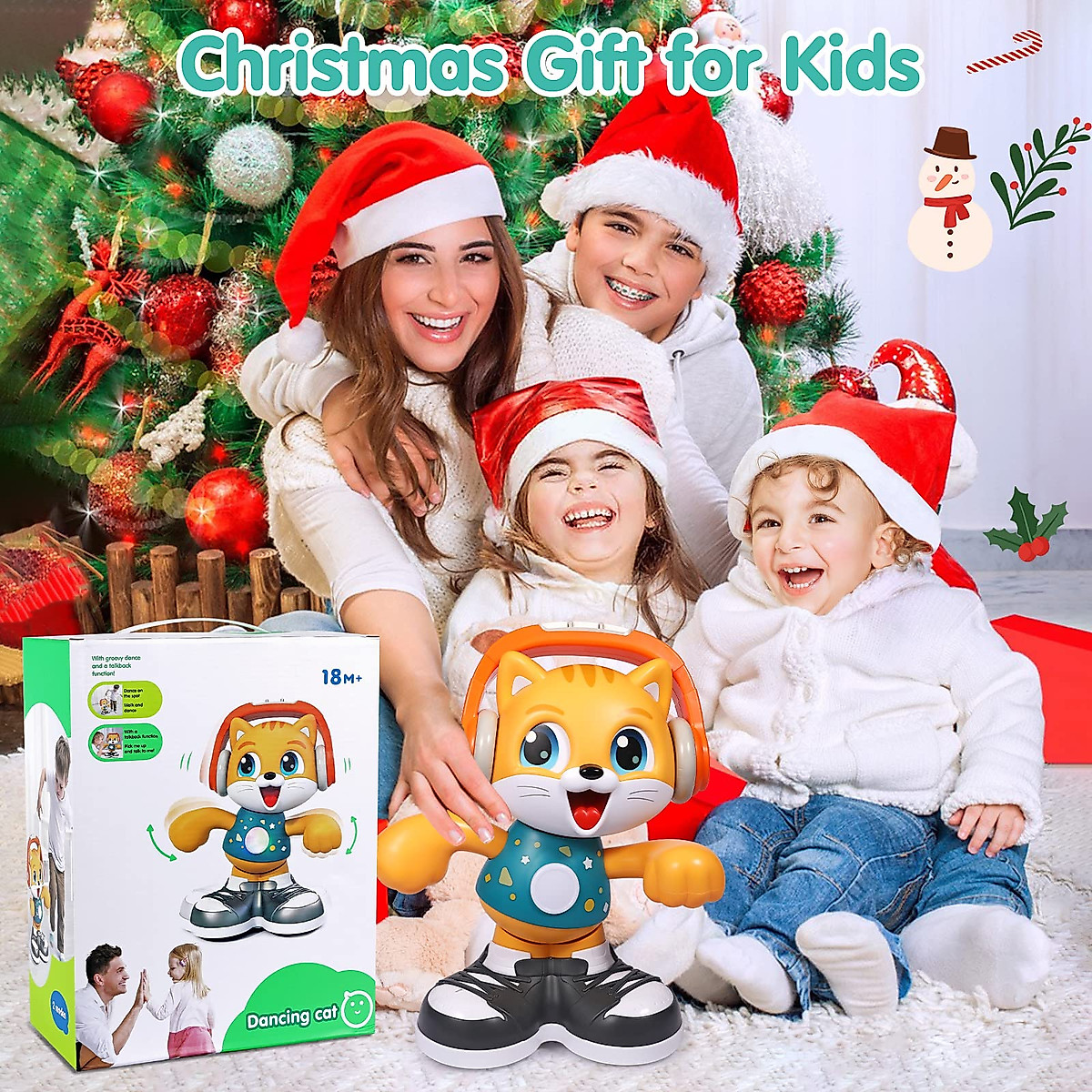 WITALENT Baby Toy 12-18 Months Talking Dancing Cat Toy for 1 Year Old Boys Girls Light Up Music Toddler Toys 1-2 Recording Interactive Early Educational Toys Gifts for 1 2 3 Years Old Boys Girls