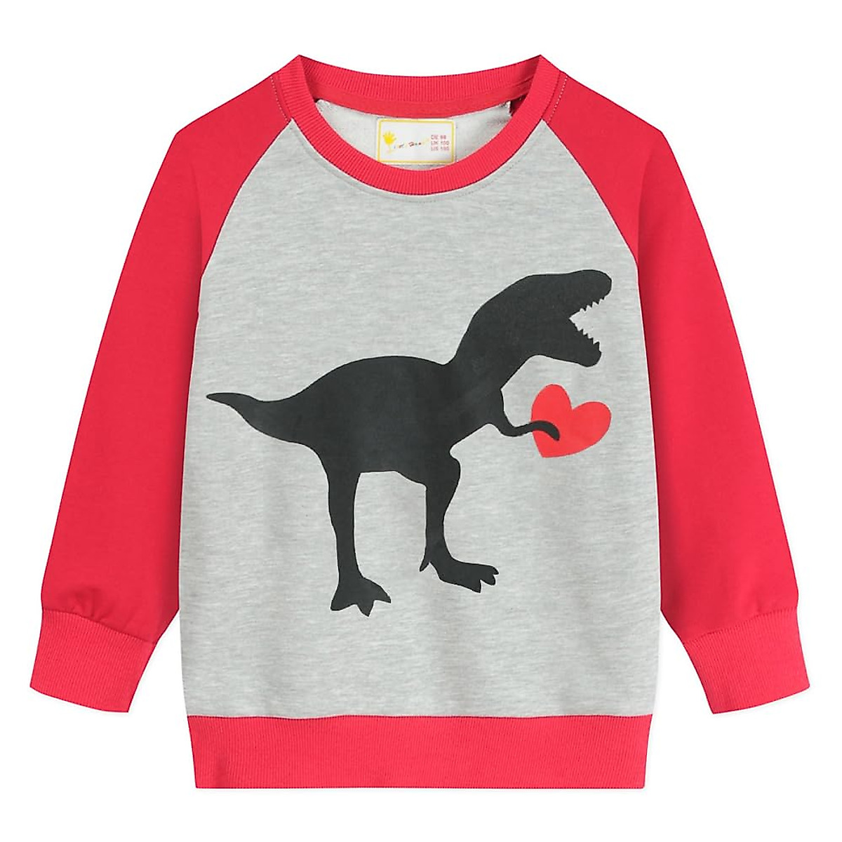 Little Hand Toddler Boys Valentine's Day Clothes Dinosaur Sweatshirt Pullover Long Sleeve Shirts 3t