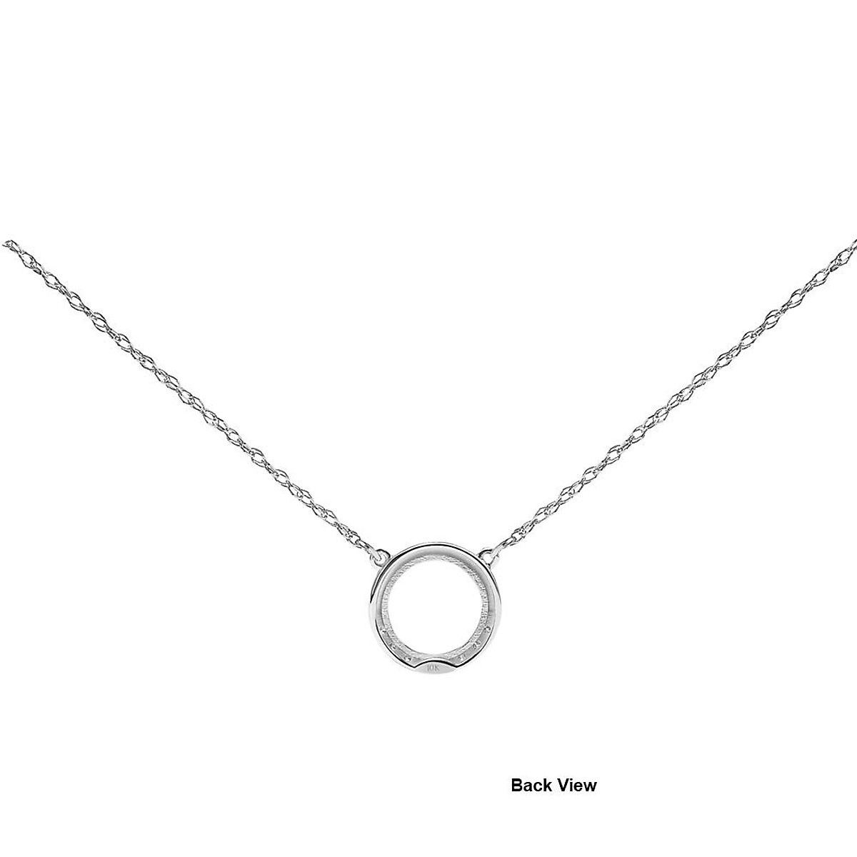 Open Circle Diamond Necklace for Women in 10k White Gold 1/10ct (I-J, I3), 17 inch, by Keepsake