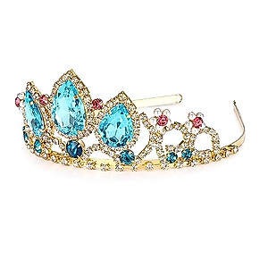 Vinjewelry Princess Crown Halloween Cosplay Hair Accessories Girls Tiara Bridal Wedding Crystal Hair Band Tiara Pageant Tiara Birthday Gifts