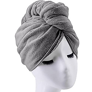 POLYTE Microfiber Hair Turban Wrap Drying Towel (12x28 Large, 2 Dark Gray)
