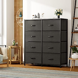 JUMMICO Tall Wide 8 Drawers Dresser for Bedroom, Dormitory (Black)