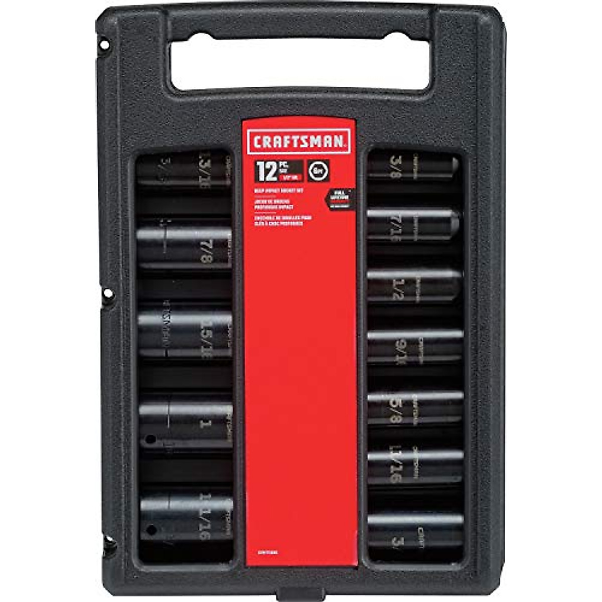 CRAFTSMAN Deep Impact Socket Set, SAE, 1/2-Inch Drive, 12 Pieces (CMMT15886)