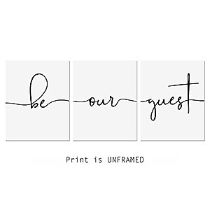 Be Our Guest Set of 3 Prints Guest Room Wall Decor Guest Bedroom Wall Art Farmhouse Guest Room Decor Quotes UNFRAMED 11x14inch (Be Our Guest)