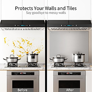 IKTCH 24 x 30 Inch Stainless Steel Backsplash, Stove Backsplash Protector for Wall, Range Hood Wall Shield, Pre Drilled Holes for Easy Installation