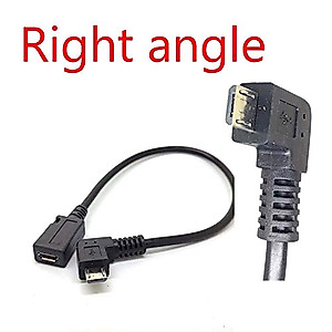 GuangMaoBo 90° Degree Angle USB Micro B 5P Female to 5P Male Left Right Down Up Angled Extension Cable Adapter for Phone Charger Data Sync Tablet Cord Adaptor