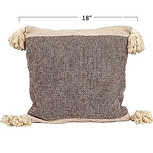 Bloomingville Recycled Cotton Blend Pillow with Tassels, Grey