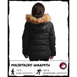 CANADA WEATHER GEAR Women's Winter Coat - Quilted Heavyweight Puffer Parka Coat – Plus Sized Jacket for Women (S-3X), Size Large, Black/Natural