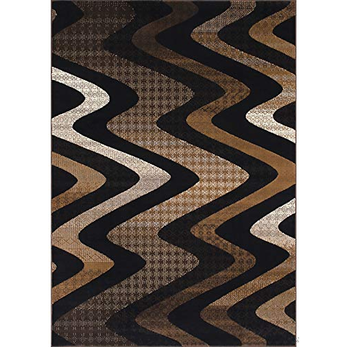 HR-Chocolate Brown/Beige/Mocha/Ivory/Abstract Area Rug Modern Contemporary Zigzag/Wave Design