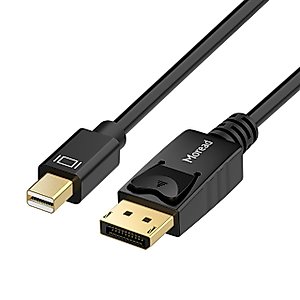Moread Mini DisplayPort to DisplayPort Cable, 6 Feet, Gold-Plated DisplayPort to Mini DisplayPort (4K@60Hz, 2K@144Hz) Mini DP to DP Display Cable - Black