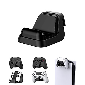 PlayVital Universal Game Controller Wall Mount for ps5 & Headset, Wall Stand for Xbox Series Controller, Wall Holder for Nintendo Switch Pro Controller, Dedicated Console Hanger Mode for ps5 - Black