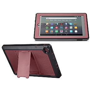 Nupro Heavy Duty Shock-Proof Standing Cover with Screen Protector For Fire 7 Tablet, Plum