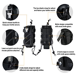 OneTigris Molle Water Bottle Holster, 32oz Adjustable Water Bottle Holder Tactical Water Bottle Pouch Lightweight Kettle Pouch Belt Bottle Carrier Bag with Straps for Outdoor Sports