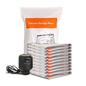 Wevac Small Vacuum Storage Bag (Small x 10) | Space Saver with Premium Electric Pump | Double Zip Seal | Special-Grip Clip | Ideal for Clothes, Blanket Compression and Travelling