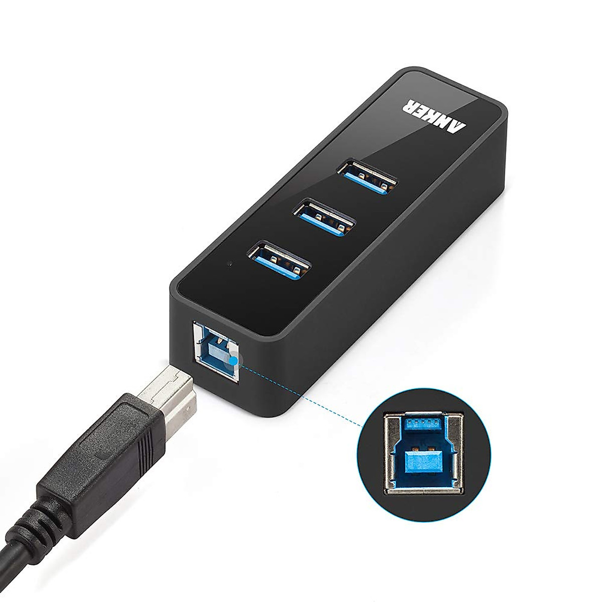Anker 3-Port USB 3.0 HUB with 10/100/1000 Gigabit Ethernet Converter (3 USB 3.0 Ports, A RJ45 Gigabit Ethernet Port, Support Windows XP, Vista, Win7/8 (32/64 bit), Mac OS 10.6 and above, Linux) Black