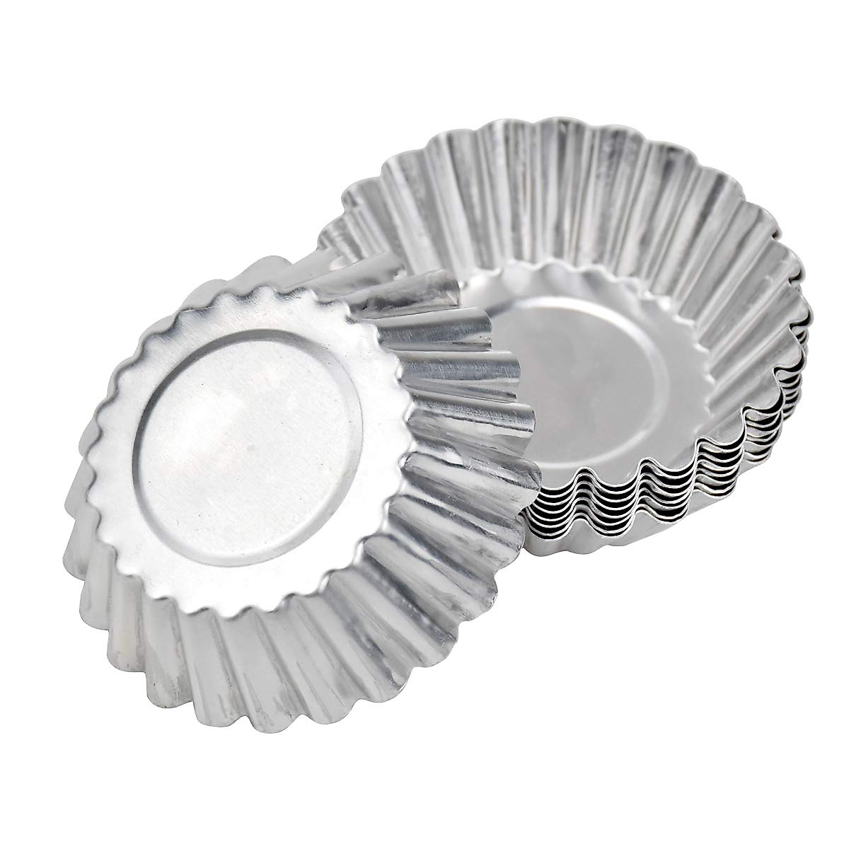 HQdeal 30 Packs Egg Tart Molds, Mini Aluminum Cake Muffin Moulds Tins Pans, Non-Stick Cupcake Cake Moulds, Pudding Moulds, Baking Cookie Moulds, Kitchen Resuable Baking Tools(Silver)