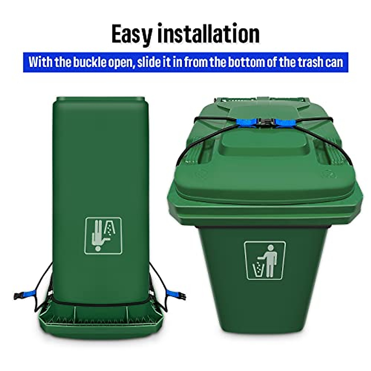 PAHTTO Trash Can Lock 4PCS, Lid Lock for 30-50 Gal Outdoor Garbage Cans, Heavy Duty Bungee Cord Garbage Can Lock for Animals, Squirrels, Dogs, Raccoons