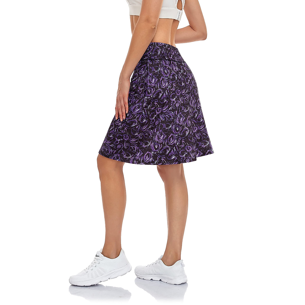 BLEVONH Skirts for Women Knee Length, Womens Golf Skirt 20" Athletic Skorts Skirts Drawstring High Waisted Summer Tennis Skirts with Pockets Violet L