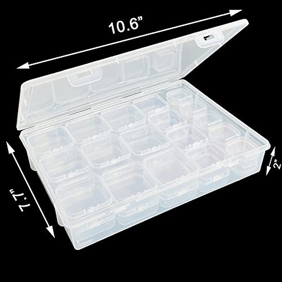 36 Pcs Mixed Sizes Mini Clear Plastic Containers for Bead Organizer and Storage, Craft Storage Boxes with Hinged Lids, Small Transparent Storage Containers for Jewelry Diamond Art Screws Small Parts