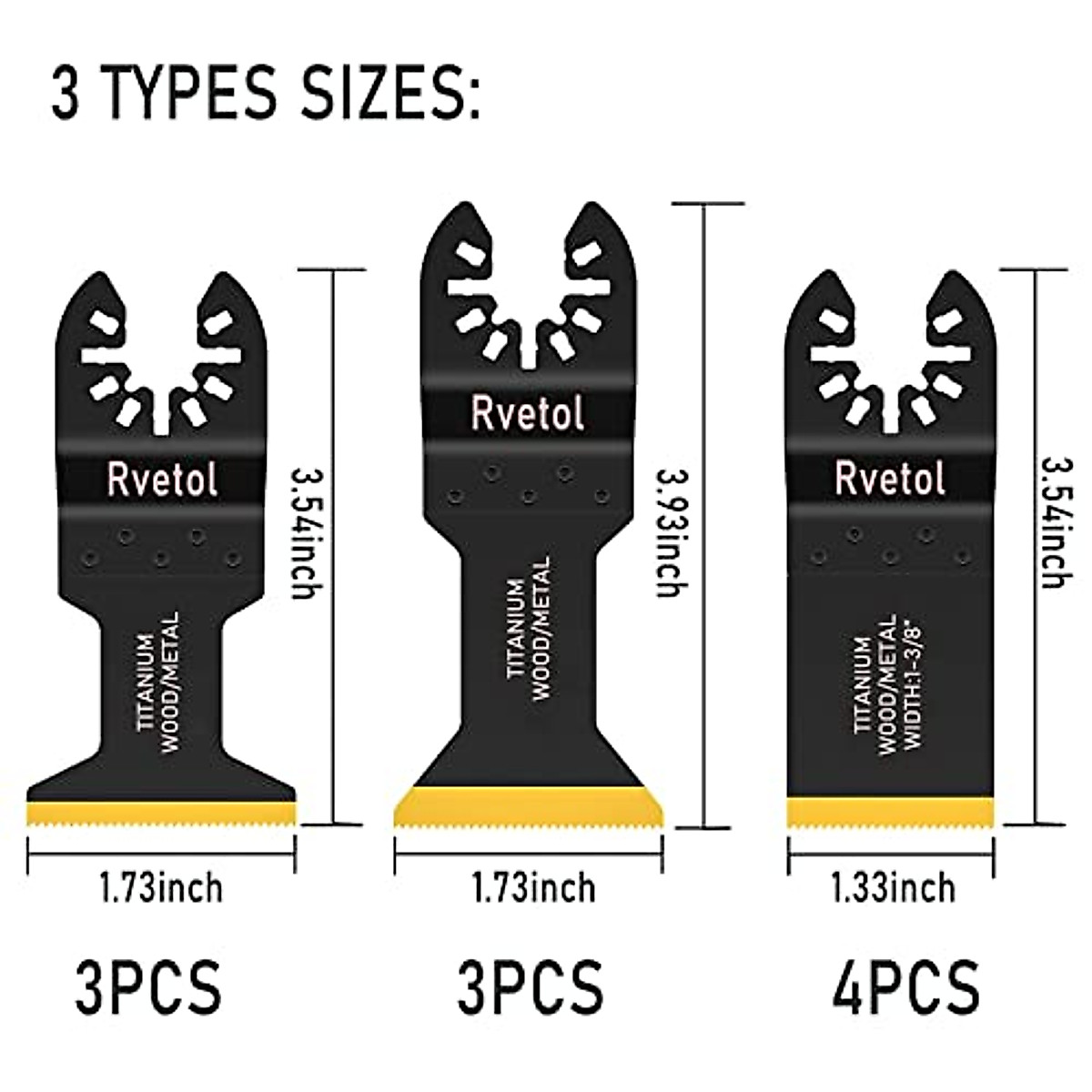 Oscillating Multitool Blades, 10Pcs Titanium Oscillating Tool Saw Blades Kit for Cutting Hard Material Metal Wood Nails Plastic, Compatible with Rockwell Dewalt Milwaukee Makita Ryobi