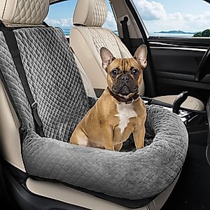 Sephyroth Dog Car Seat for Small/Medium Dogs,Dog Car Bed Washable Pet Travel Safety Car Seat,Super Soft Safe Removable Puppy Car Seat,Fits for All Cars(Gray)
