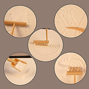 Yoquare Mini Zen Garden Kit - 10" x 7" Upgraded Zen Garden for Desk with 18 Accessories Sand Garden Decoration Included Sand Tray,Zen Garden Rake,Trees,Pagoda,Bridge,Pavilion,Boat Zen Gifts Women