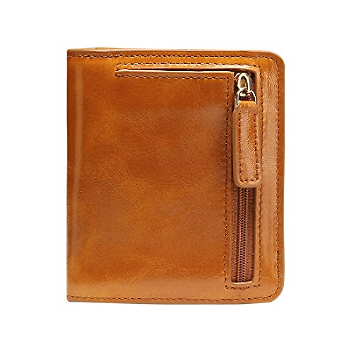 Itslife Women's Rfid Blocking Small Compact Bifold Leather Pocket Wallet Ladies Mini Purse with id Window (Waxed Brown)