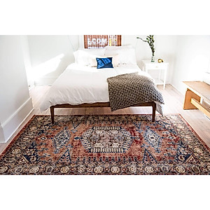 Unique Loom Utopia Collection Area Rug - Larissa (7' 1" x 10' Rectangle, Terracotta/ Blue)