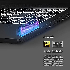 MSI Creator 17 Professional Laptop: 17.3" UHD 120Hz 100% Adobe RGB Display, Intel Core i7-11800H, NVIDIA GeForce RTX 3070, 16GB RAM, 1TB NVME SSD, Thunderbolt 4, Win10 PRO, Core Black (B11UG-494)