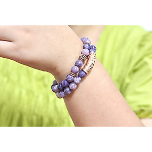 Amethyst Bracelet, Handmade Beaded 8MM Healing Crystal Beads,Stretchable Stretch Bracelet,Protection Bracelet,Yoga Chakra Bracelet,Bring Good Luck, Prosperity and Happiness,Women's Gifts