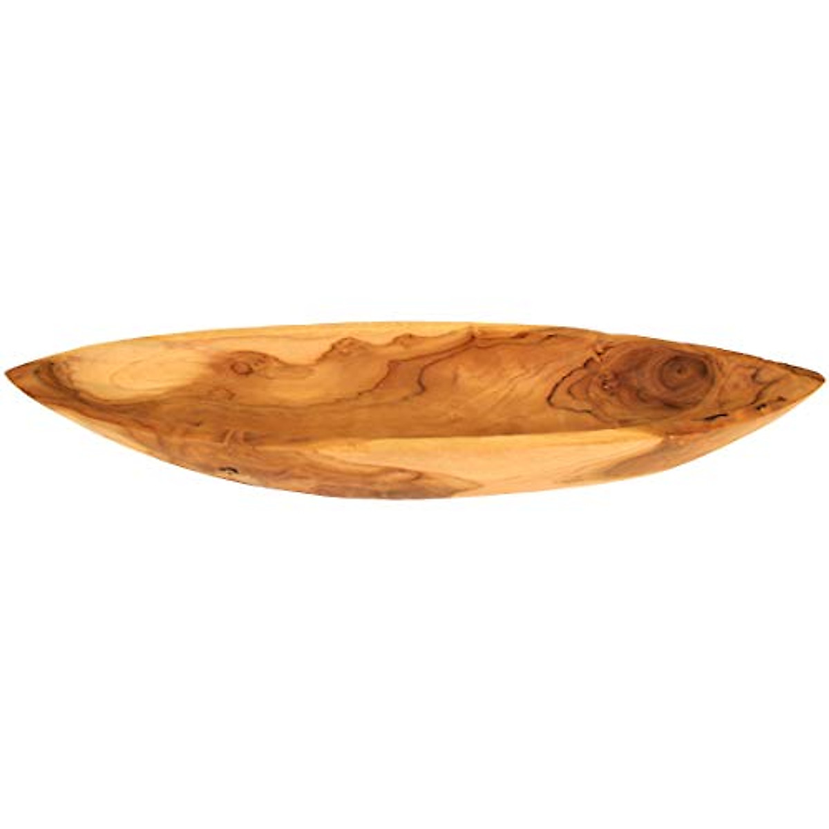 ANDALUCA Hand Carved Teak Wood Canoe Bowl for Potpourri, Entryway, Tabletops, Kitchen, Fruit, Keys & Decorating (26" length)