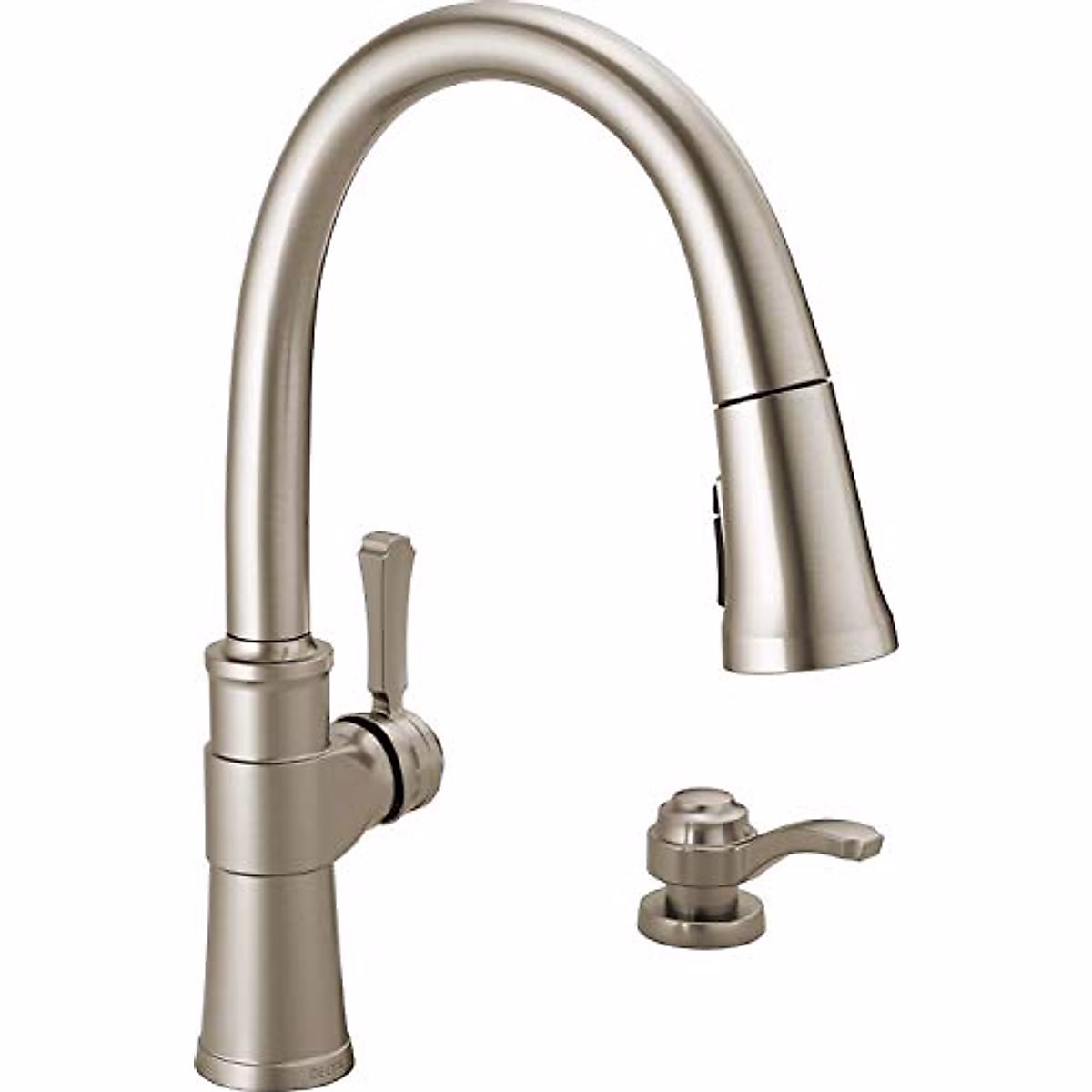 Delta Faucet Spargo Brushed Nickel Kitchen Faucet, Kitchen Faucets with Pull Down Sprayer, Kitchen Sink Faucet, Faucet for Kitchen Sink, Soap Dispenser, SpotShield Stainless 19964Z-SPSD-DST