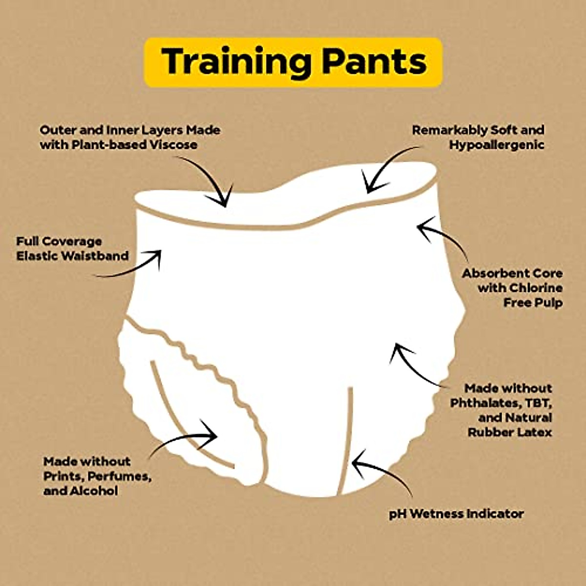 DYPER Viscose from Bamboo Toddler Potty Training Pants Girls & Boys Size 2T-3T, Honest Ingredients, Day & Overnight, Made with Plant-Based* Materials, Hypoallergenic for Sensitive Skin, Unscented 26Ct