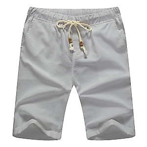 NITAGUT Men's Linen Casual Classic Fit Short (XL, 05Light Gray)