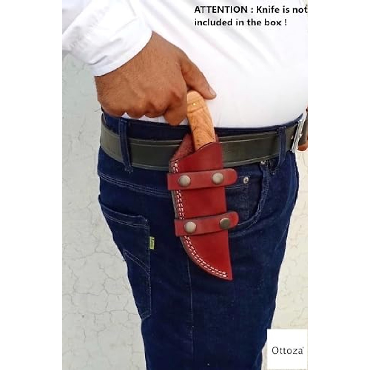 Ottoza Handmade Leather Knife Sheath Bushcraft Knife Sheath - Hunting Knife Sheath - Survival Knife - DUAL USAGE Vertical Knife Sheath or LEFT HAND Horizontal Sheath Brown TOP GRAIN LEATHER No:105