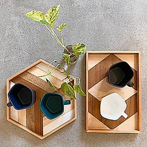 Decorative Coffee Table Tray, Home Farmhouse Boho Decor, Wooden Serving Tray, Round Tray, Drink, Large Ottoman Tray, Circle Bar Tray