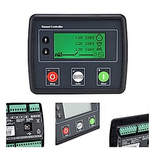 DSE4520 Genset Controller, Generator Controller, Self Starting LCD Display Auto Start Genset Controller with 3‑Phase Mains Detection Control Board for Gasoline Engine