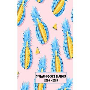 Pocket Planner 2024-2026 / Small Pocket Appointment Calendar Purse Size 4 x 6.5 - three Years Monthly Pocket Planner - pineapple Theme