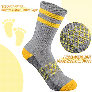 Comfoex Boys Crew Socks Half Cushioned Athletic Socks Cotton Calf Socks For Big Little Kids 6 Pairs