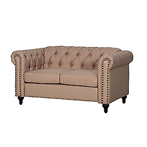 Kingway 3pcs Living Room Fabric Couch Sofas, 5 SEAT, Beige