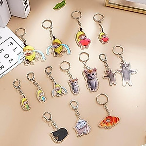 Cute Banana Meme Keychain Students Funny Happy Love Bread Black Chain Small Jewelry Lanyard Phone Pendant Cats