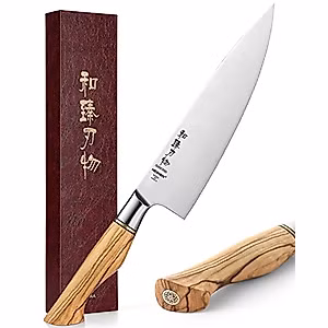 HEZHEN Chef's Knife-Professional-8.3 inch 14C28N Sandvik Steel, Kitchen Knife Gyuto Knife-Master Series Chef Cooking Tool at Home,Restaurant-Olive Wood Handle