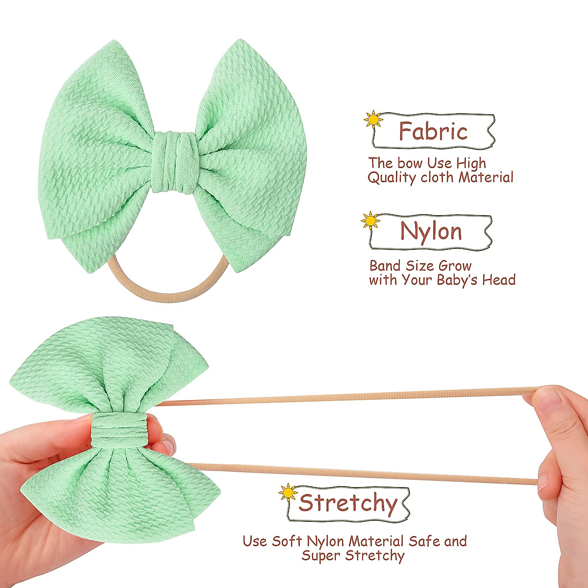 Prohouse 21 PCS Big Bows Baby Nylon Headbands Hairbands Hair Bows Elastics for Baby Girls Newborn Infant Toddler Child Hair Accessories
