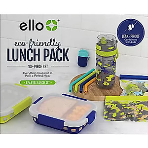 Ello Kids Lunch Box, Straws , Zip Bag and Water Bottle Lunch Pack Set 13-Piece - Lilac … (cashmere)