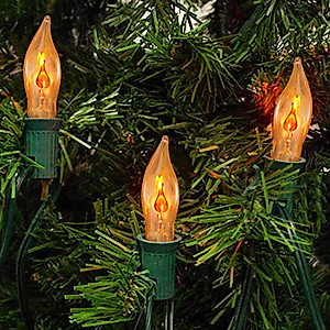 Christmas Flickering Light Bulbs 12 Pack C18 Flickering Flame Light Bulbs E12 Base Flickering Flame Bulbs 1 Watt/120 Volts for Christmas Candelabra Window Candle Lamp Christmas Replacement Bulbs